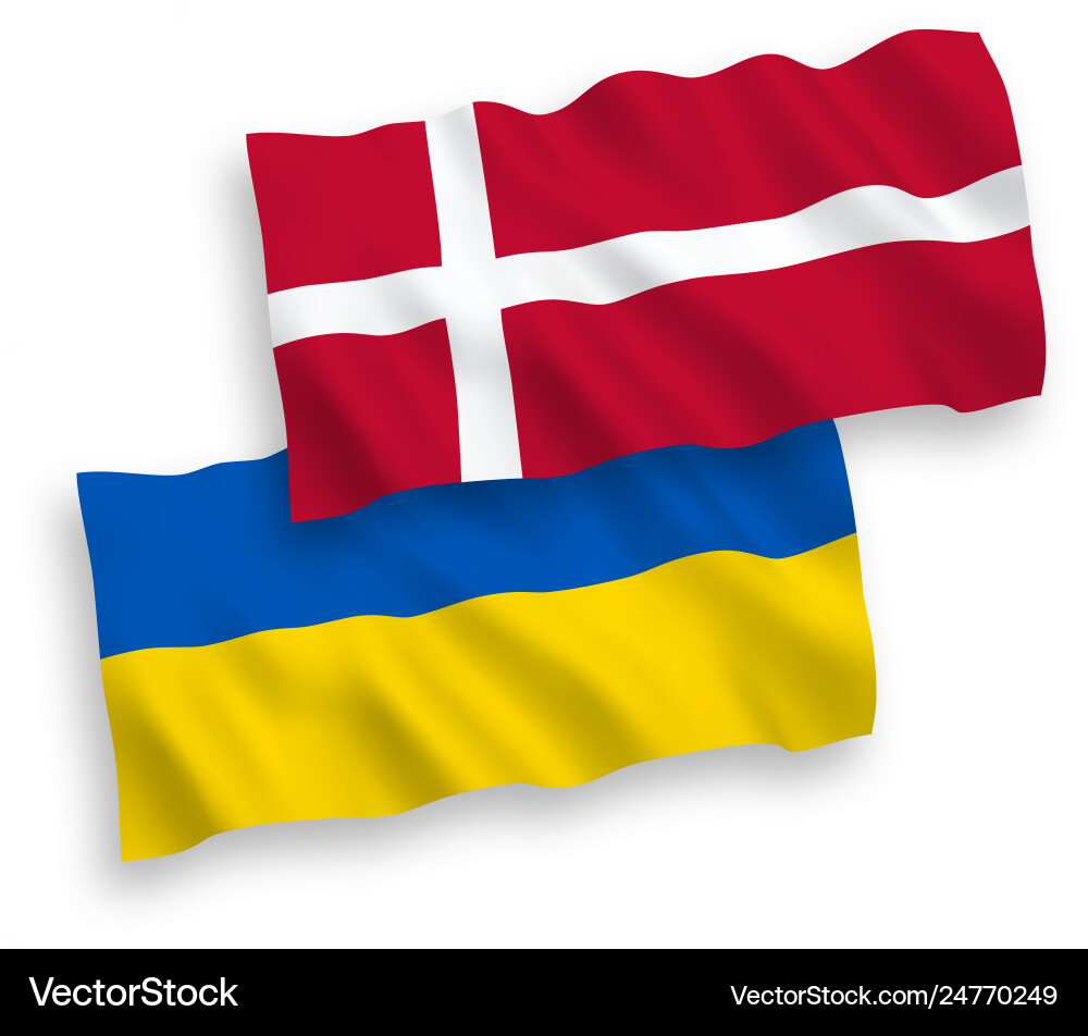 Denmark and Ukraine Flags Royalty Free Vector Image