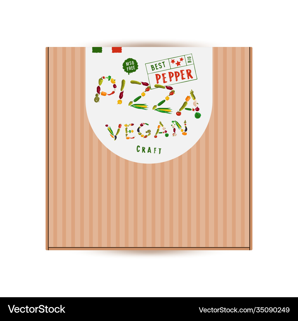 Label design for box vegan pizza Royalty Free Vector Image