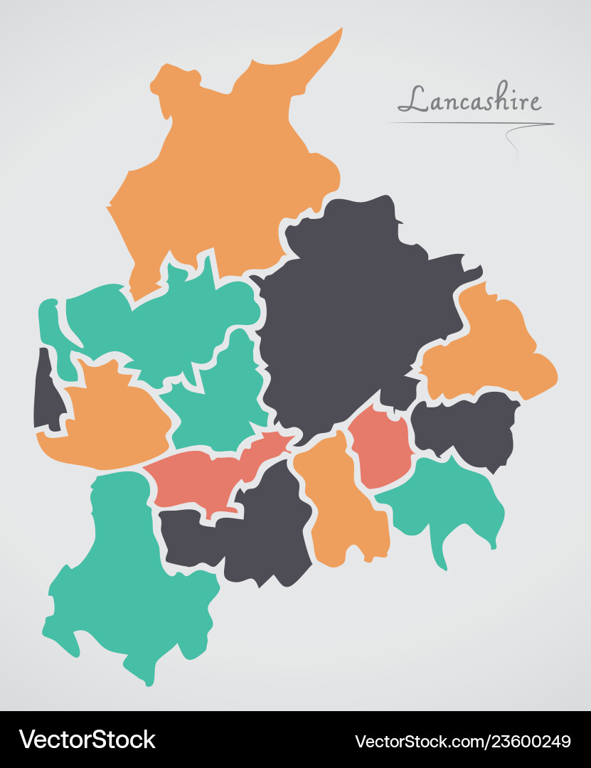 Lancashire england map with states and modern Vector Image