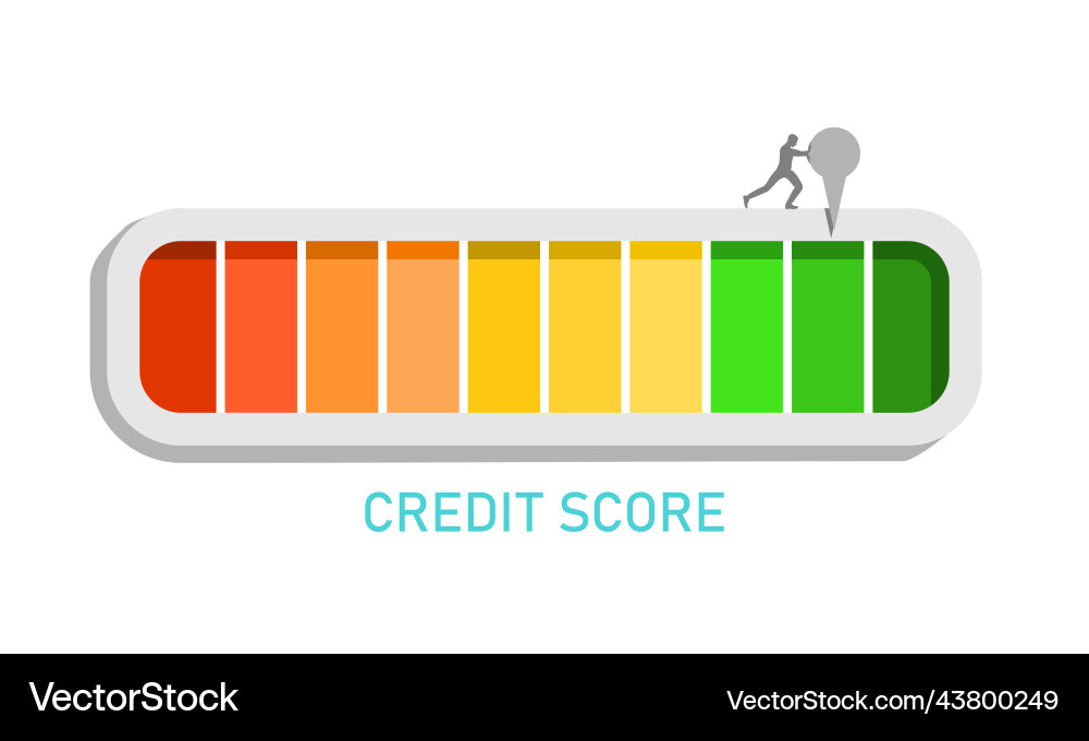 Man pushing credit score pointer of indicator Vector Image