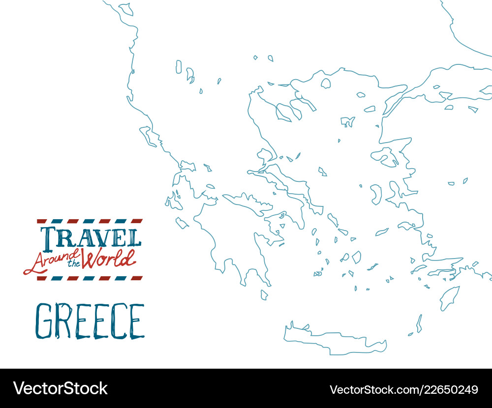Map of greece drawn by hand on white background Vector Image
