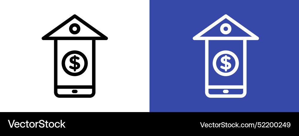 Mobile bank icon logo sign set outline Royalty Free Vector