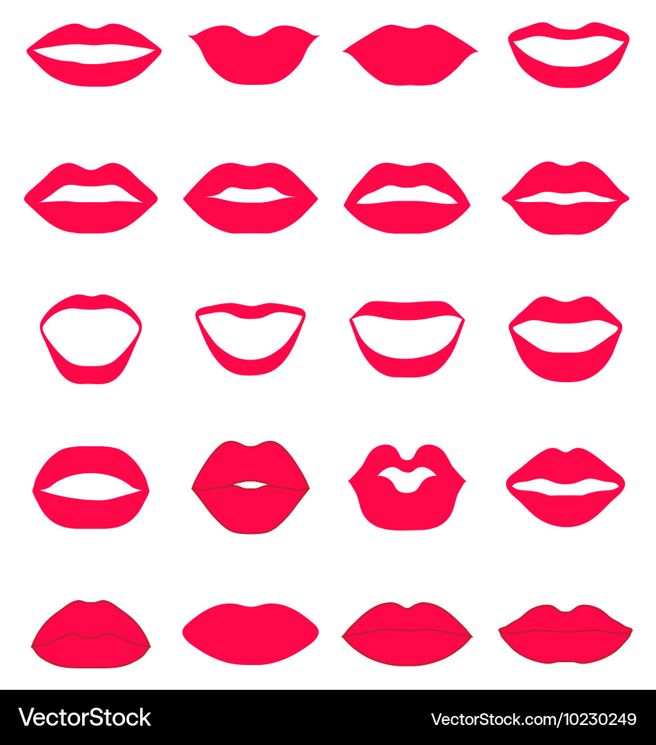 Red Lips Icon Set Royalty Free Vector Image - VectorStock