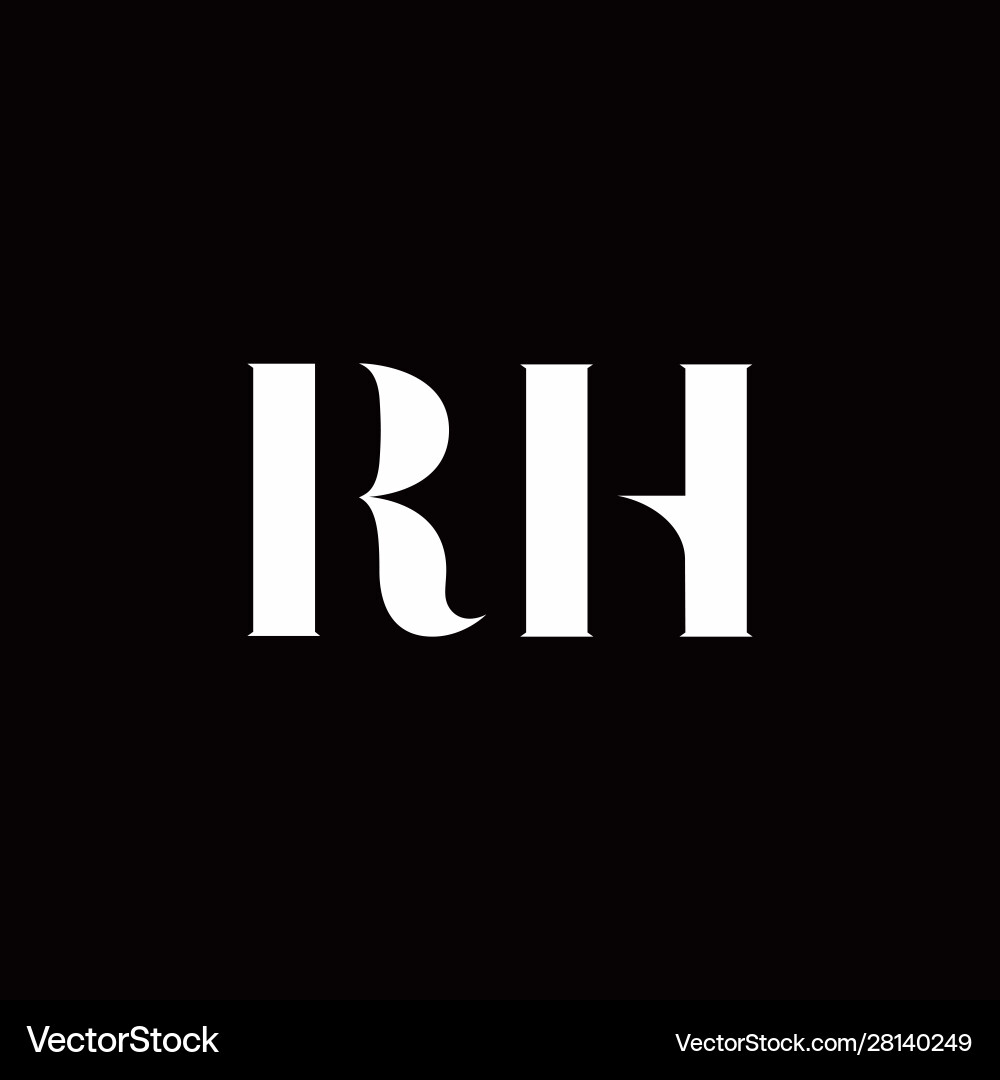Rh logo letter initial designs template Royalty Free Vector