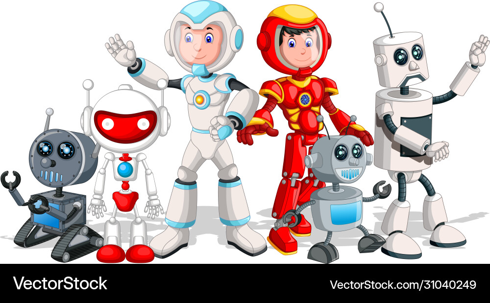Robot cartoon set Royalty Free Vector Image - VectorStock