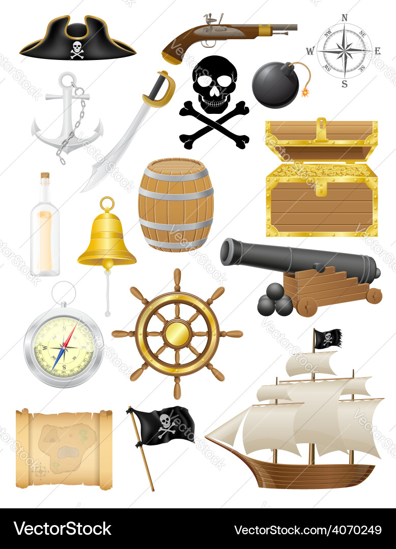 Set of pirate icons Royalty Free Vector Image - VectorStock