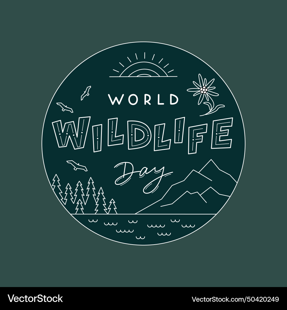 World wildlife day lettering Royalty Free Vector Image