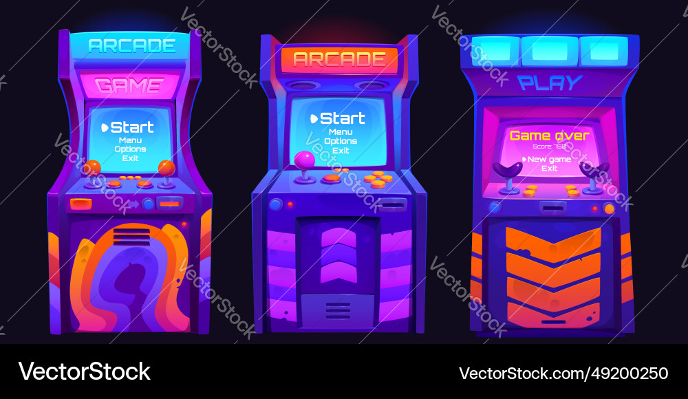 Arcade game machines set Royalty Free Vector Image