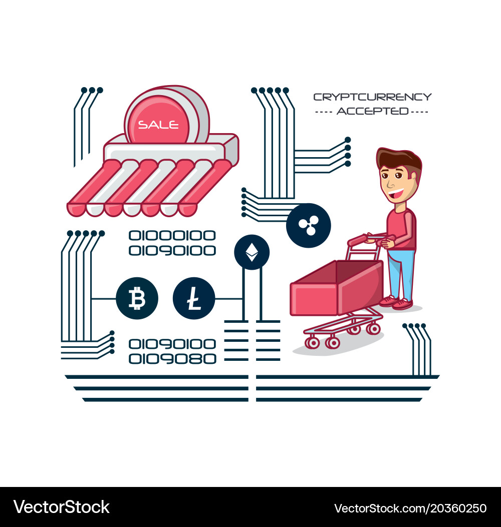 Bitcoin accepted design Royalty Free Vector Image