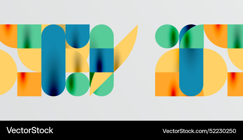 Circles semi squares and round shapes Royalty Free Vector