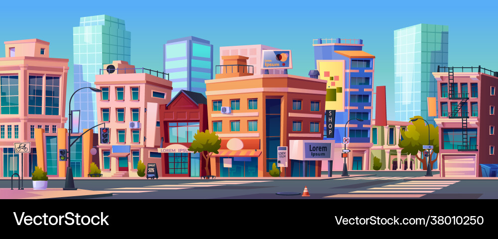 Cityscape with skyscrapers roads infrastructure Vector Image