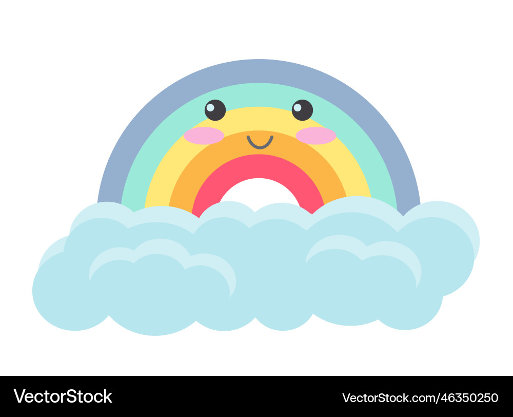 Cute rainbow with clouds Royalty Free Vector Image