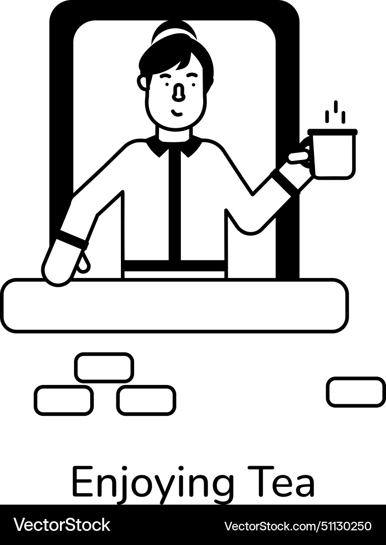 Enjoying tea Royalty Free Vector Image - VectorStock