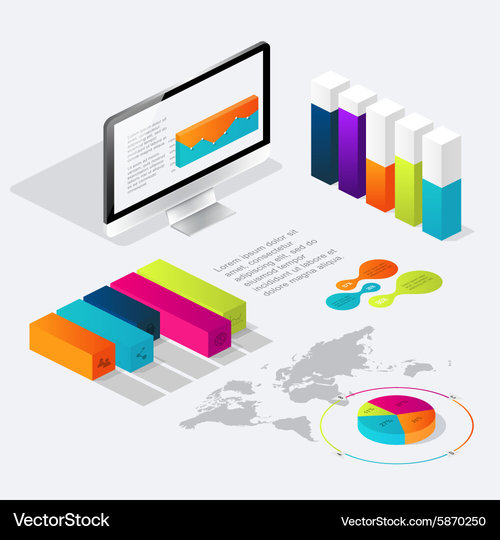 Flat 3d isometric infographic for your business Vector Image