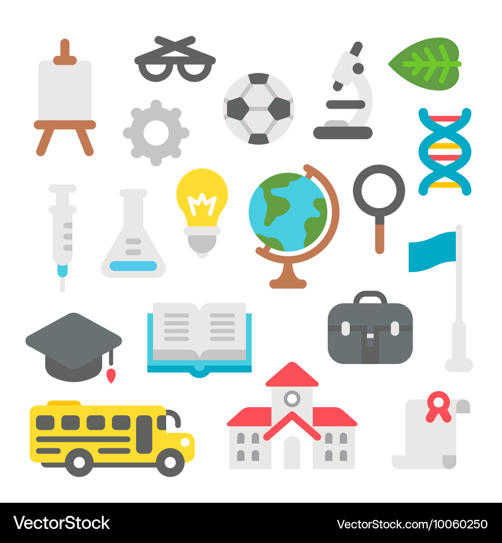 Flat design back to school set Royalty Free Vector Image