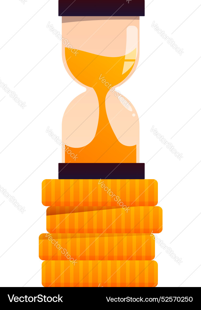 Hourglass passing time standing on stack of coins Vector Image