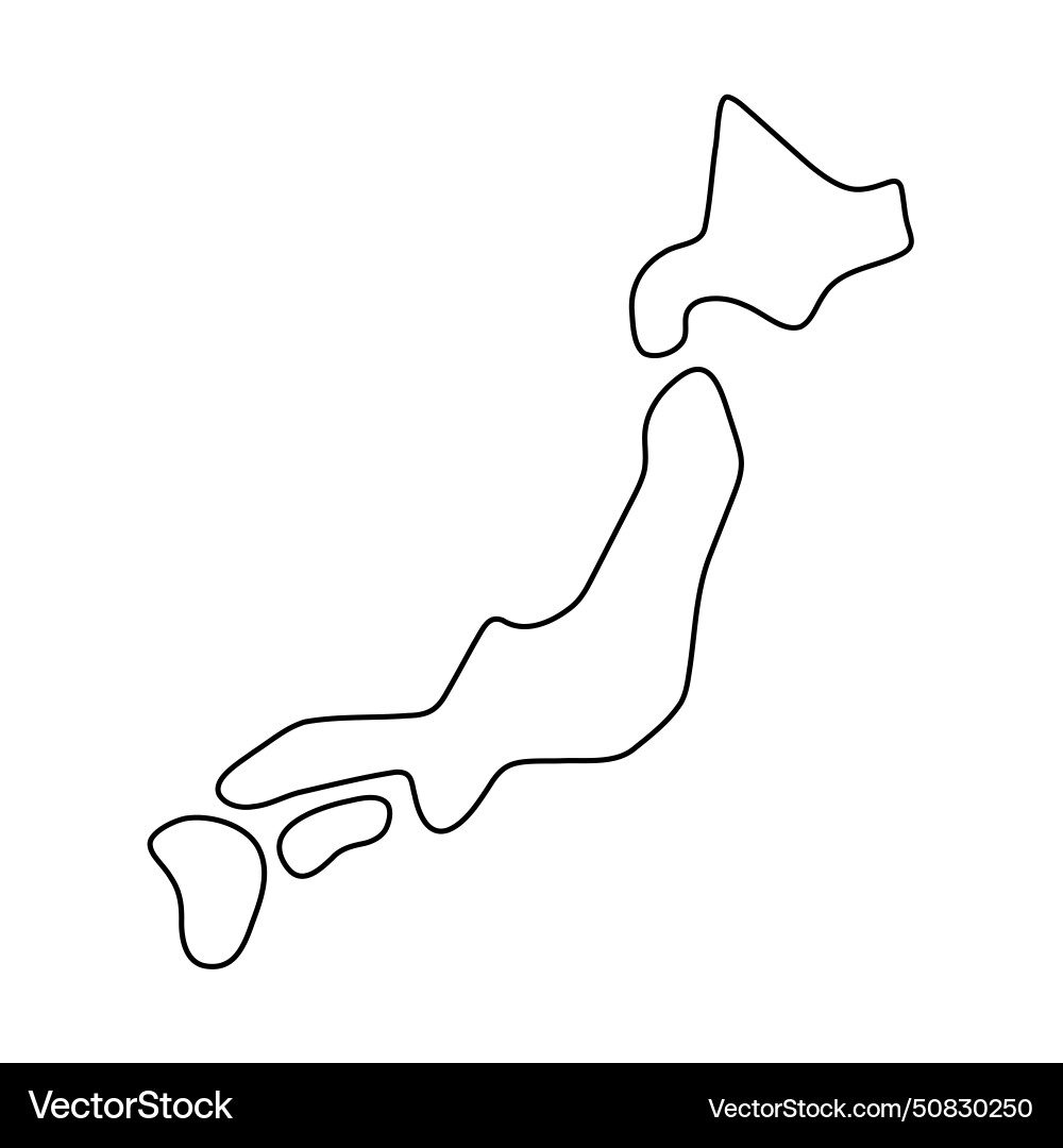Japan simplified outline map Royalty Free Vector Image