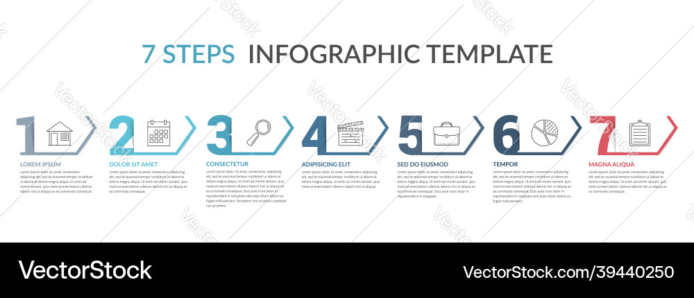 Seven steps infographic template Royalty Free Vector Image