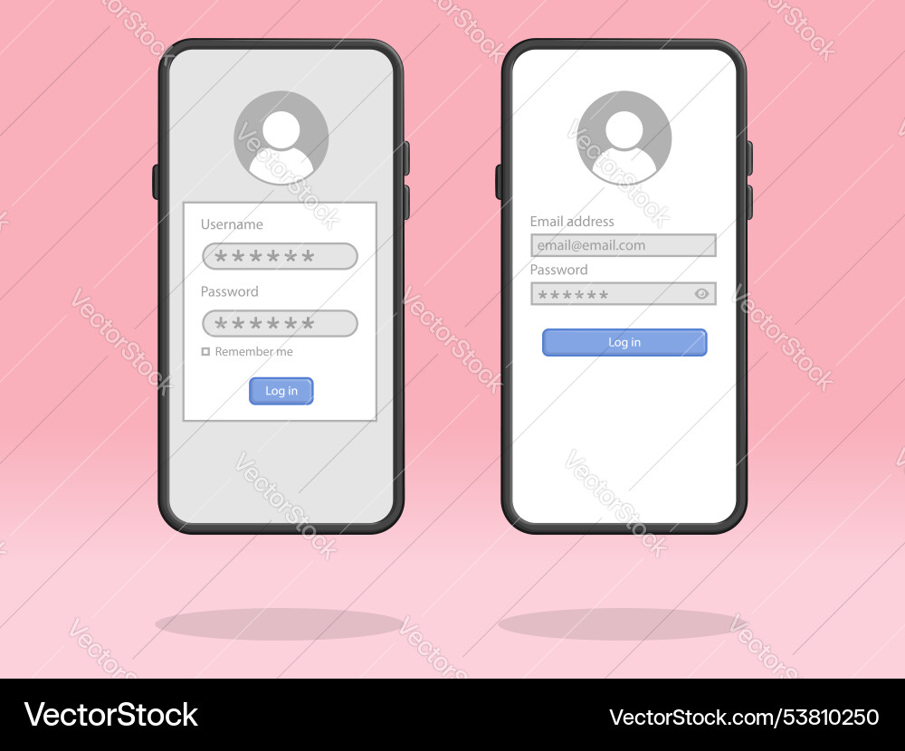 Smartphone login page website member signin Vector Image