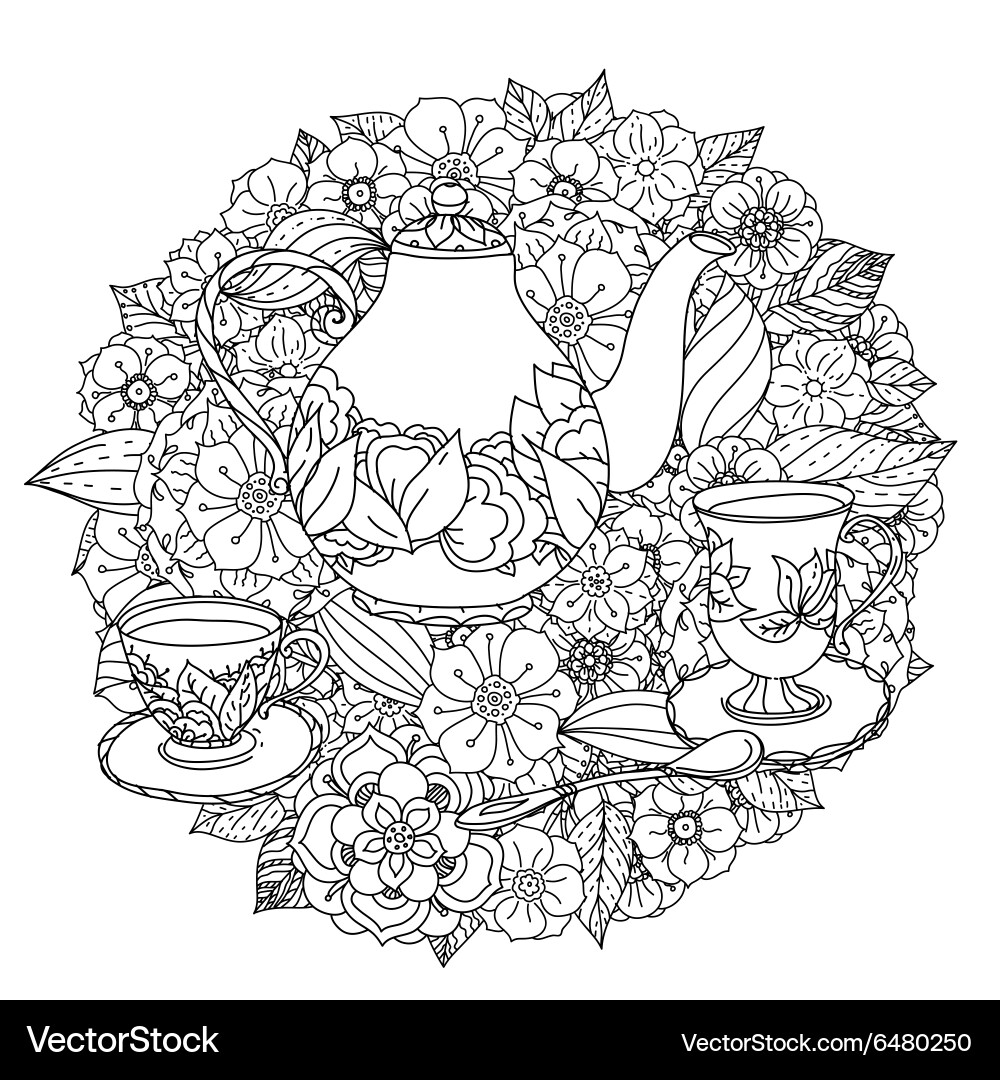 With elements of time for tea Royalty Free Vector Image