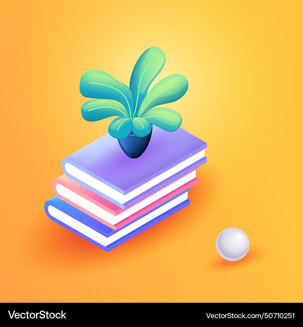 3d isometric cartoon stack of books Royalty Free Vector