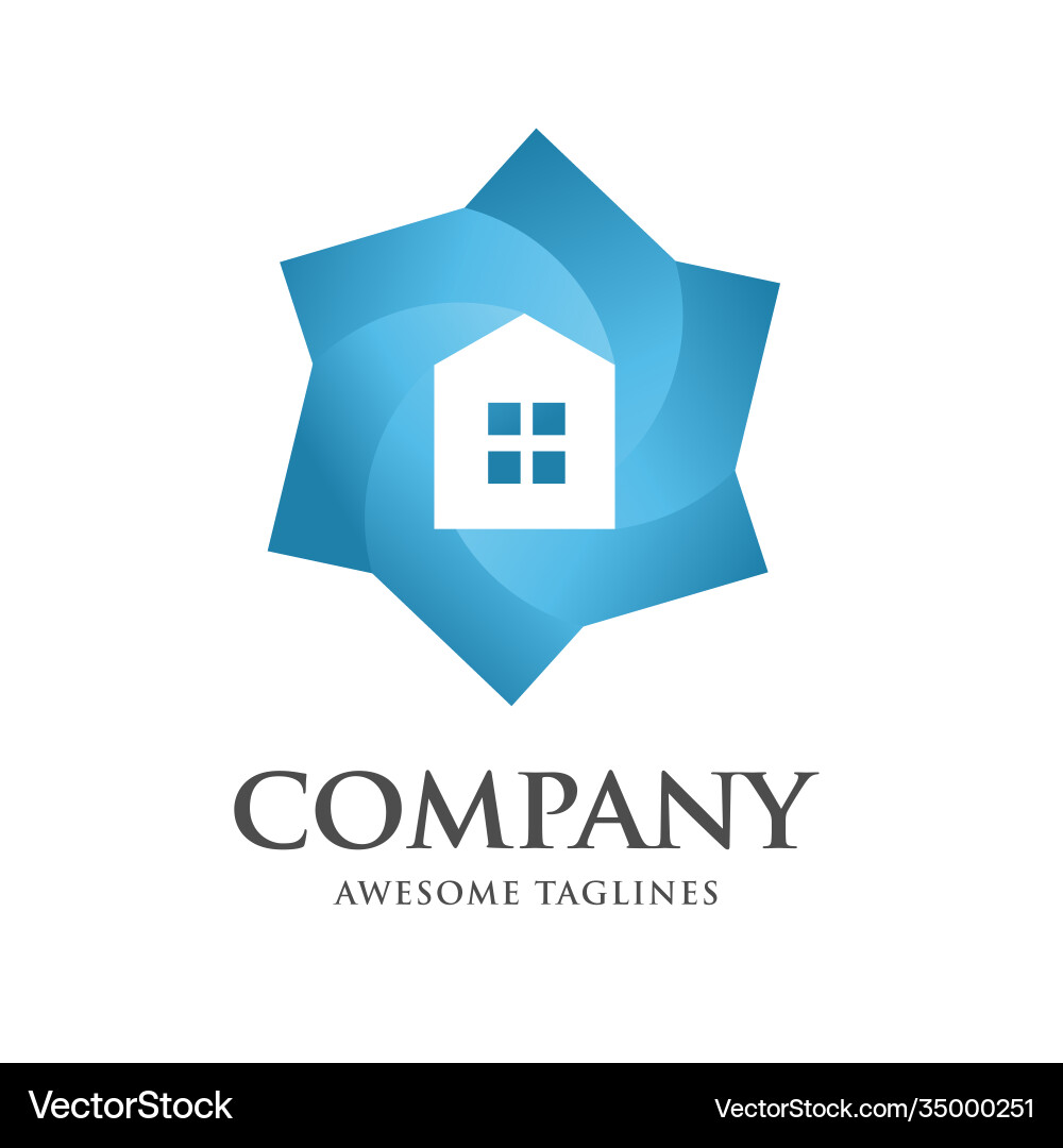 Color house hexagon logo Royalty Free Vector Image