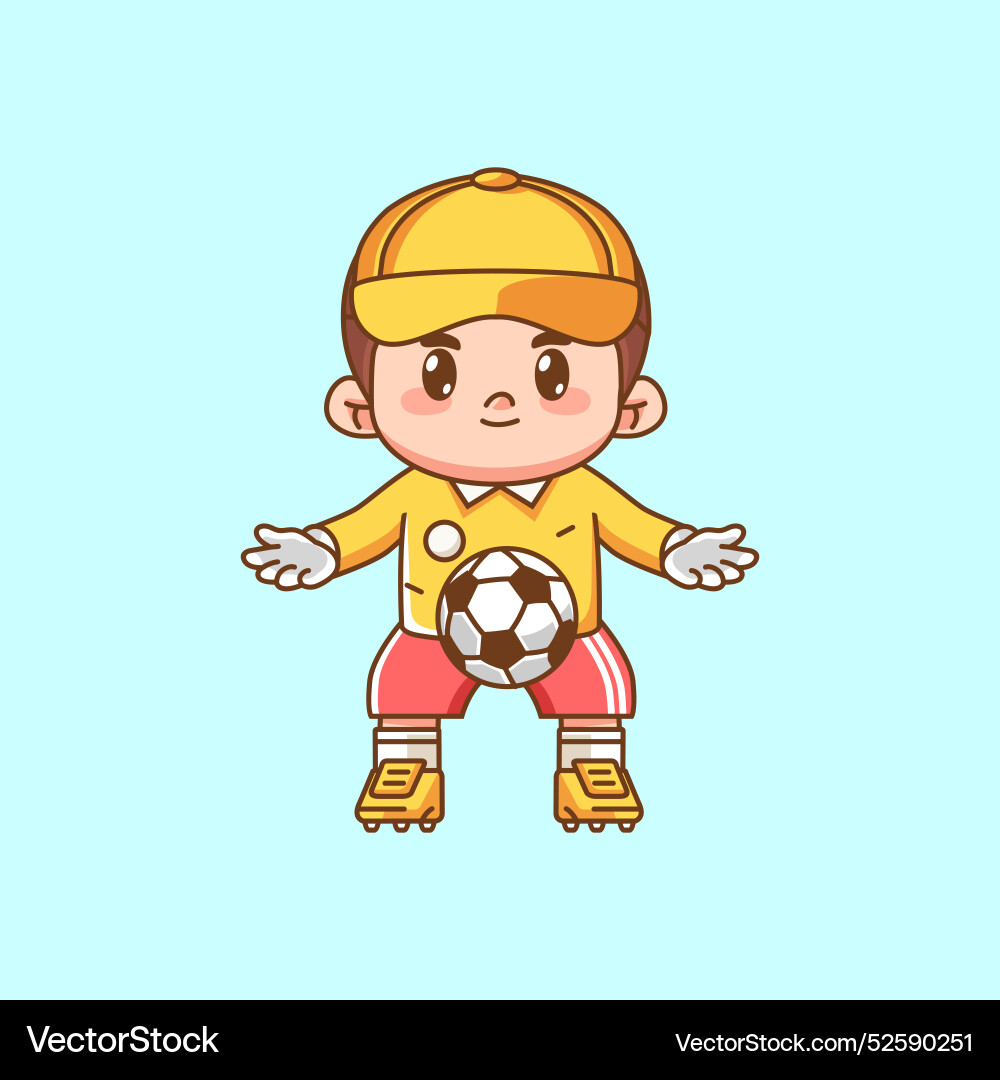 Cute goalkeeper soccer kawaii chibi character Vector Image