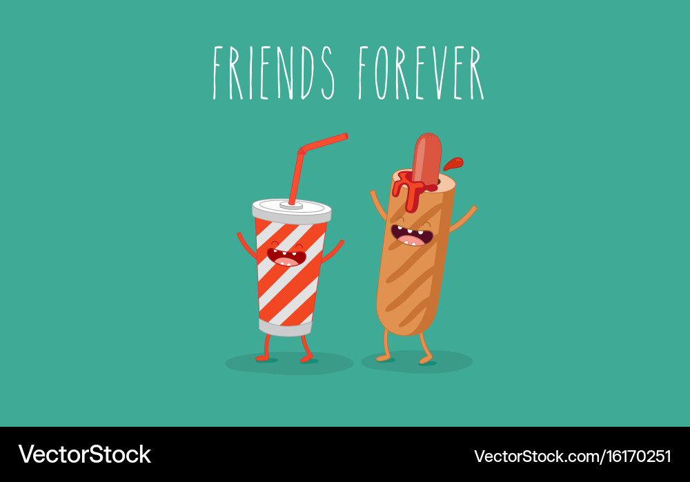Funny fast food set Royalty Free Vector Image - VectorStock