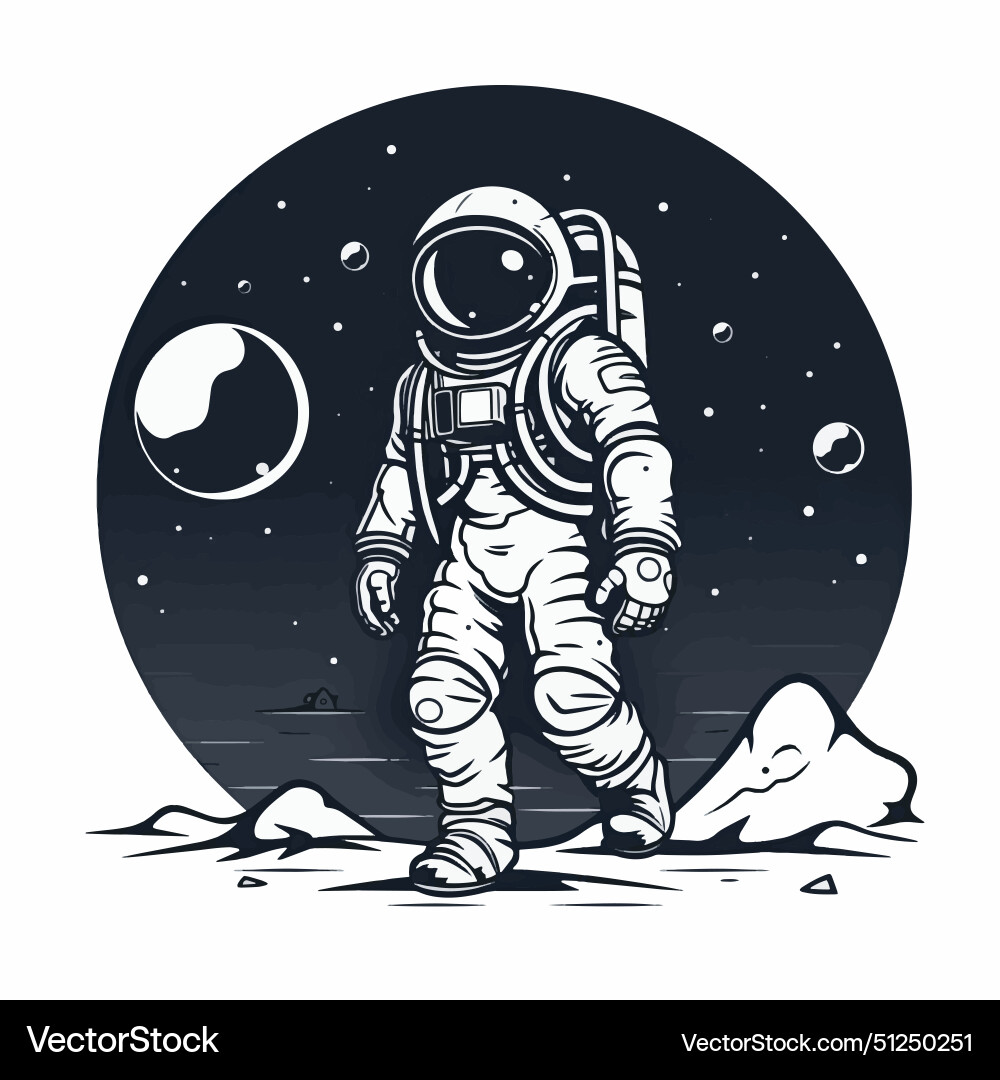 Futuristic space explorer in alien world Vector Image