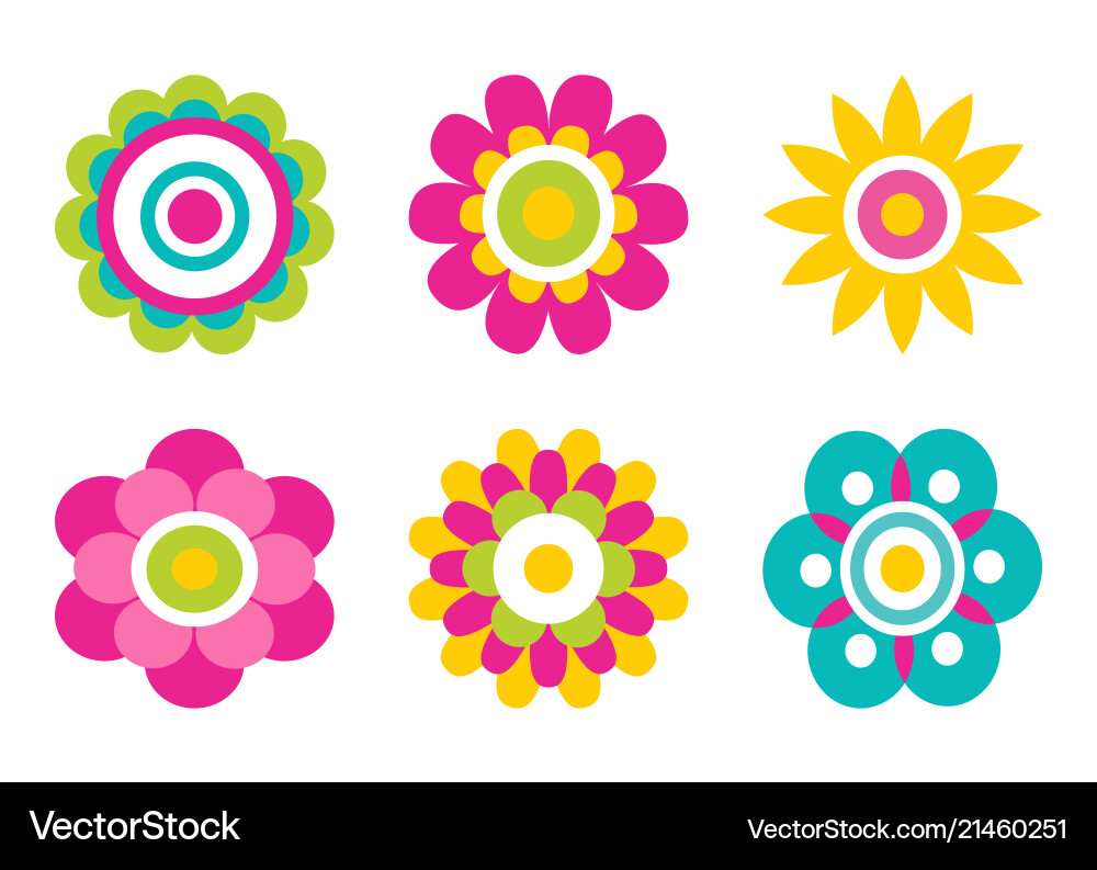 Geometric shape flowers made of simple circles Vector Image