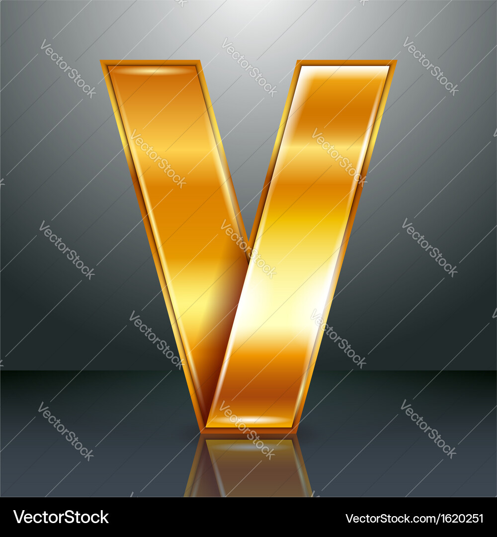 Golden Metallic Ribbon V Royalty Free Vector Image