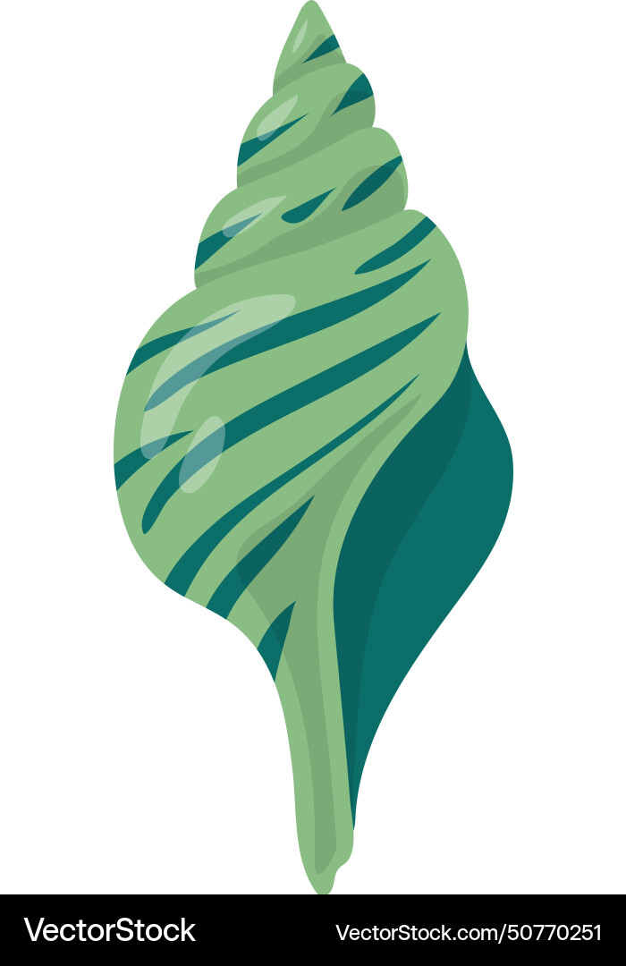 Green spiral seashell cartoon icon summer ocean Vector Image