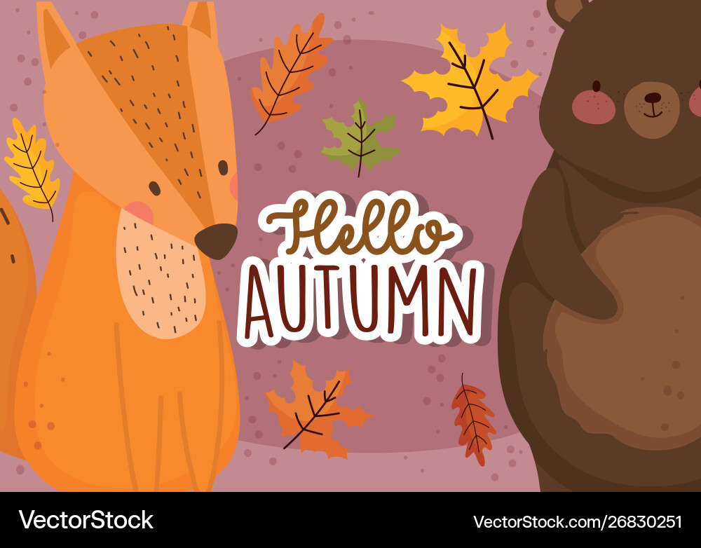 Hello autumn season flat design Royalty Free Vector Image