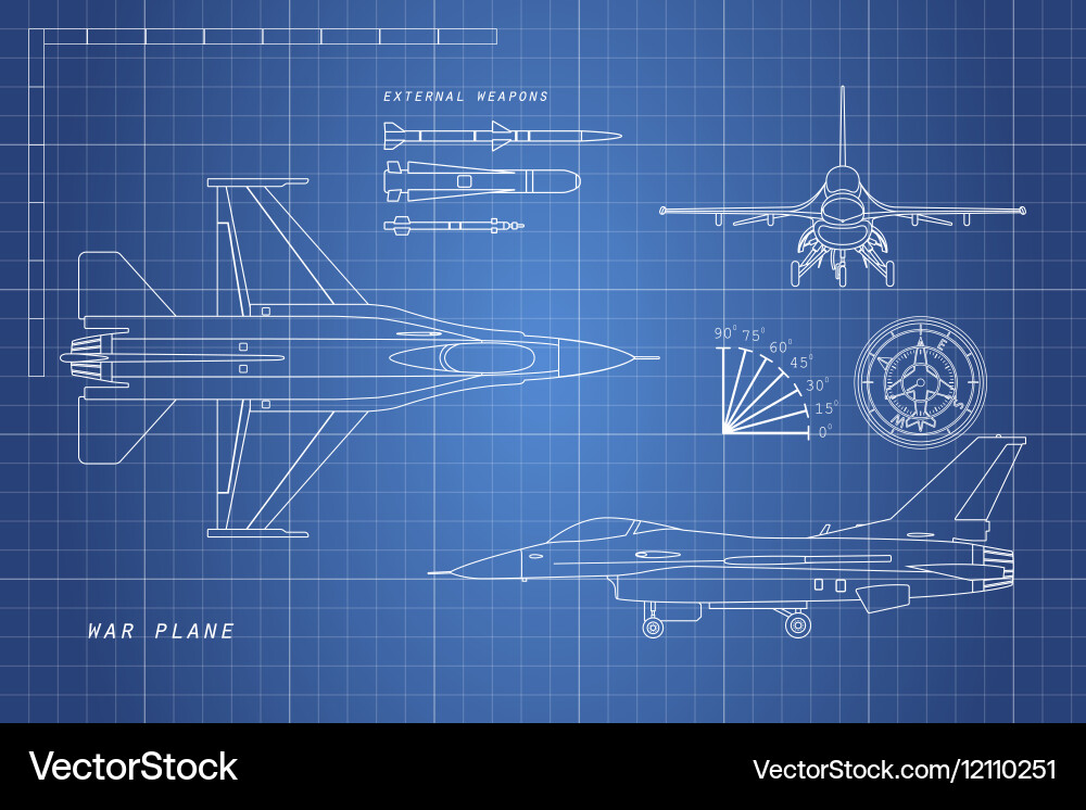 Military Aircraft Top View Royalty Free Vector Image