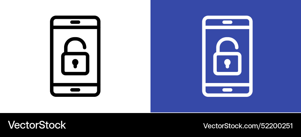 Mobile unlock icon logo sign set outline Vector Image