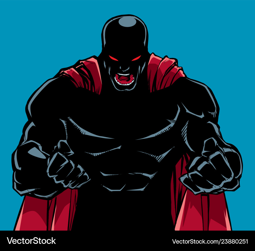 Raging superhero scream silhouette Royalty Free Vector Image
