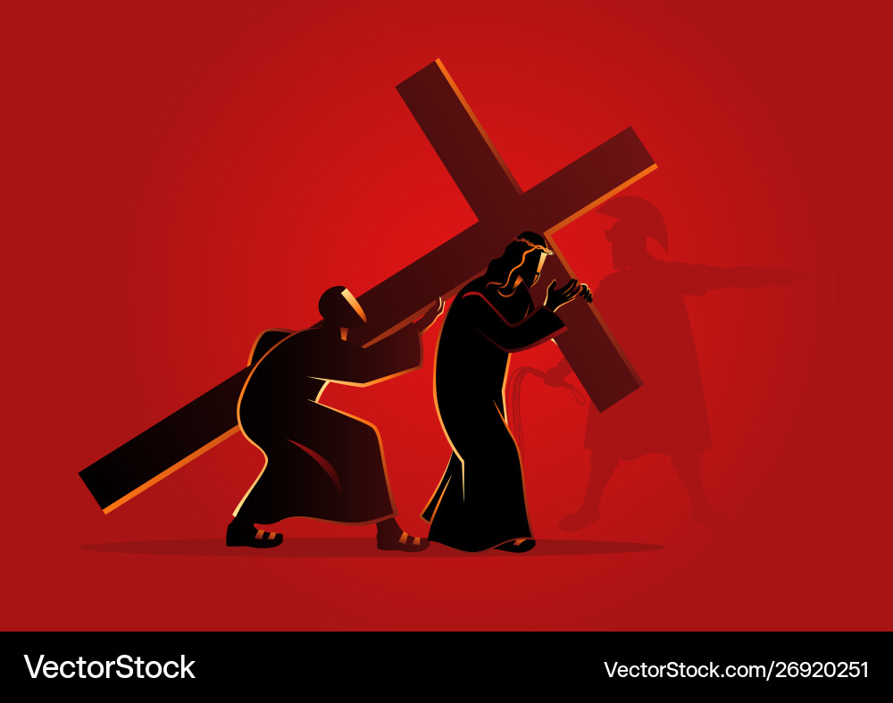 Simon of Cyrene Assists Jesus Royalty Free Vector Image
