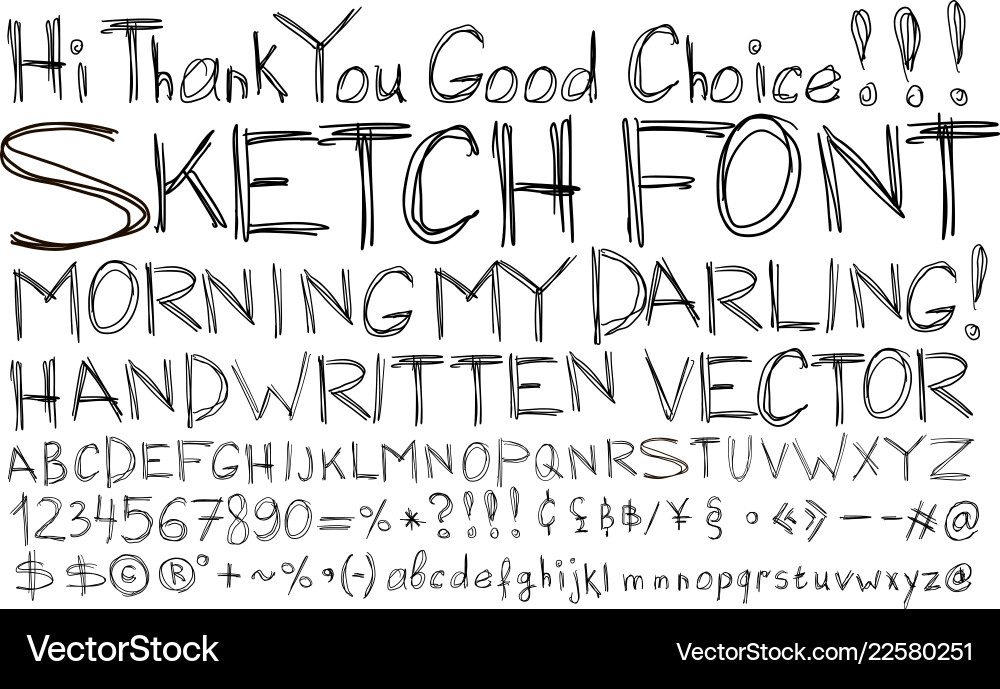 Sketch font alphabet handwritten comic strip Vector Image
