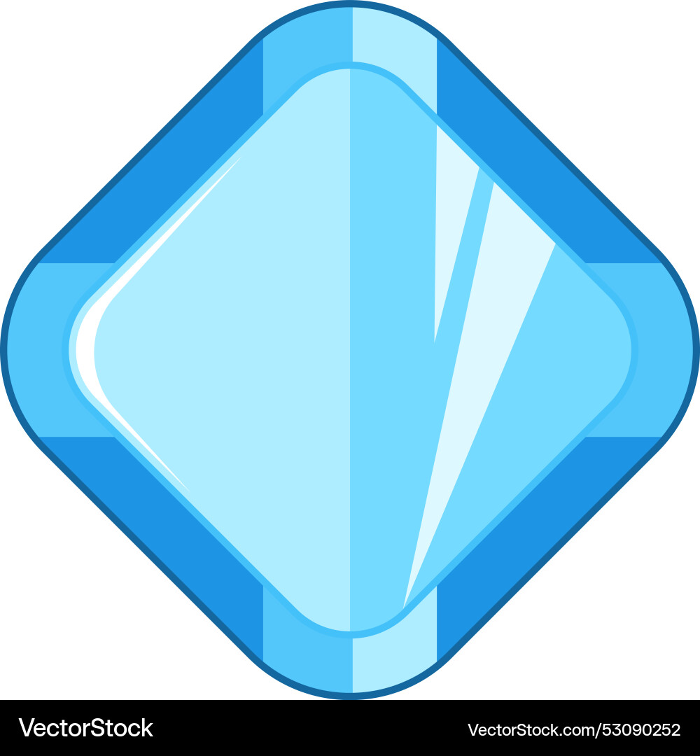 Blue crystal cartoon icon jewel game element Vector Image