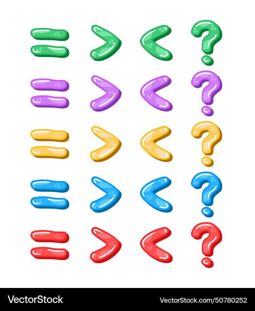 Colorful math icon set cute mathematical symbol Vector Image