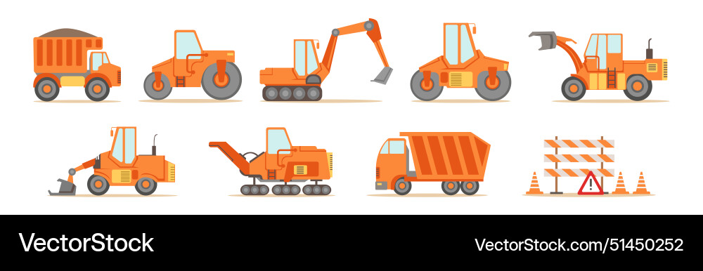 Construction equipment and heavy machine Vector Image