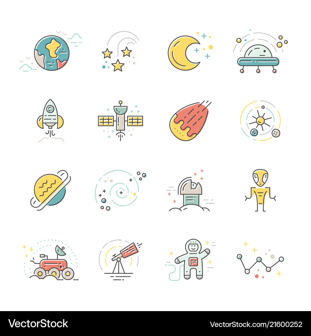 Cosmos icons Royalty Free Vector Image - VectorStock