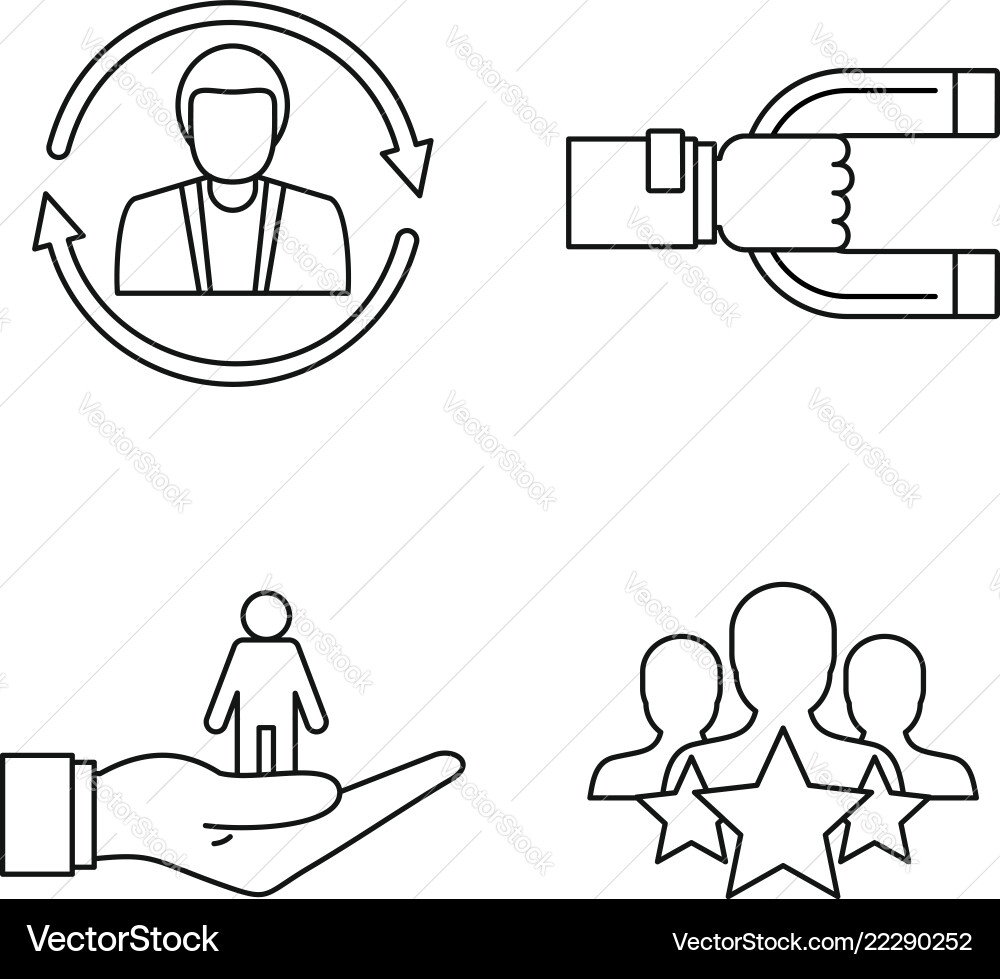 Customer retention management icon set outline Vector Image