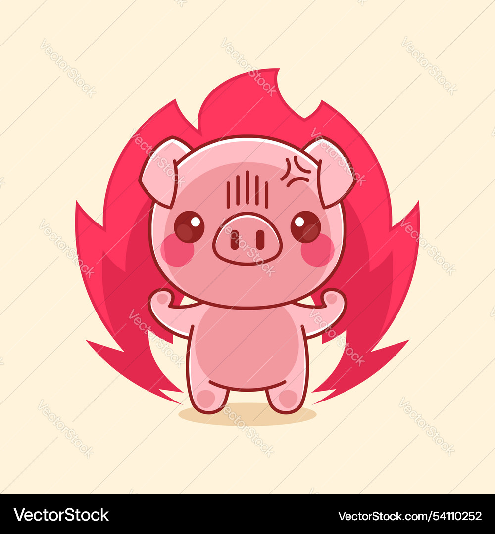 Cute pig is very angry Royalty Free Vector Image