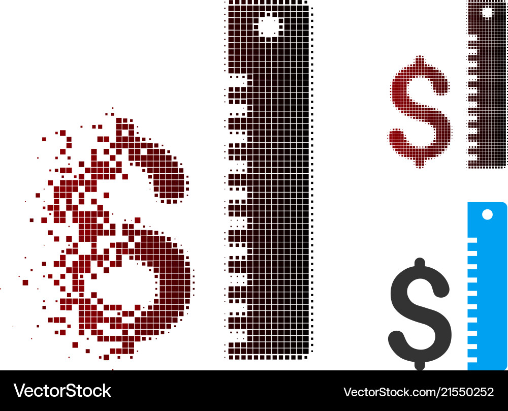 Dissolving pixel halftone dollar rate icon Vector Image
