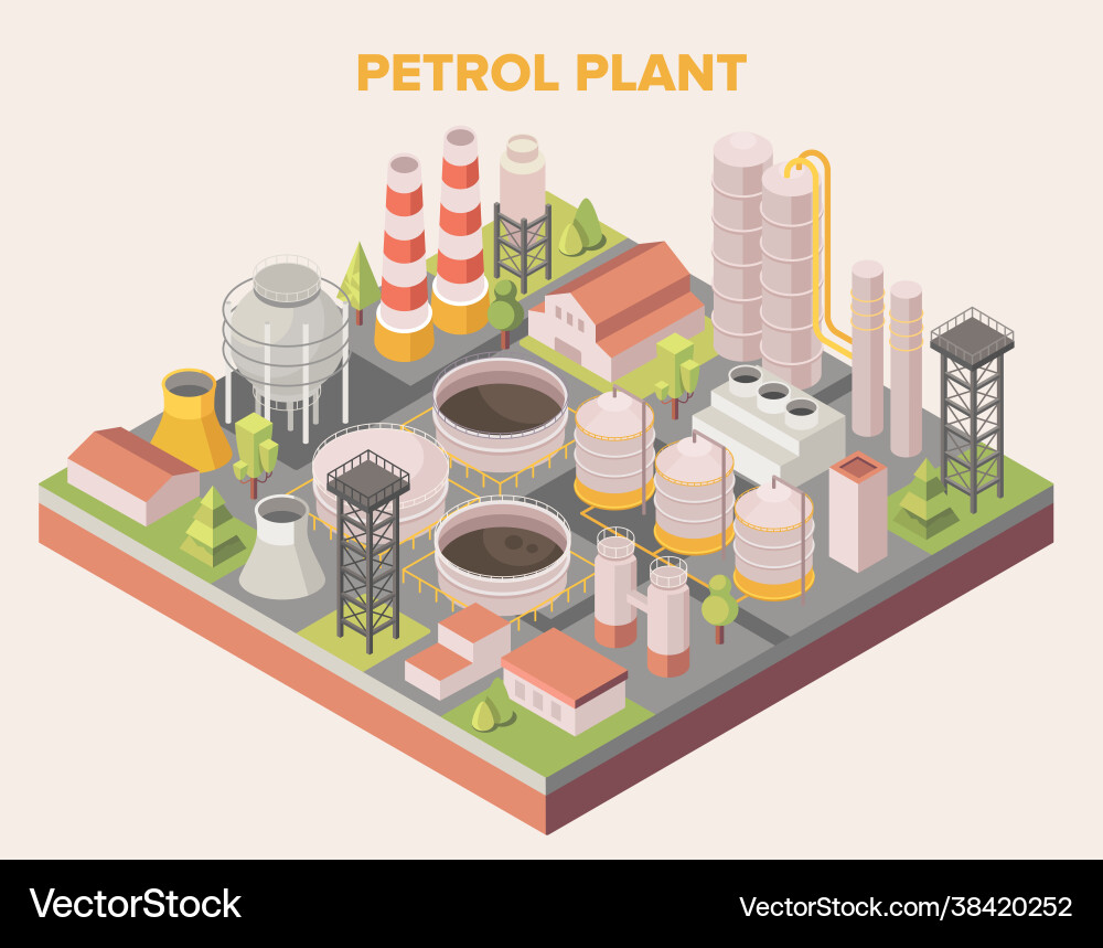 Isometric graphic a petroleum or oil refinery Vector Image