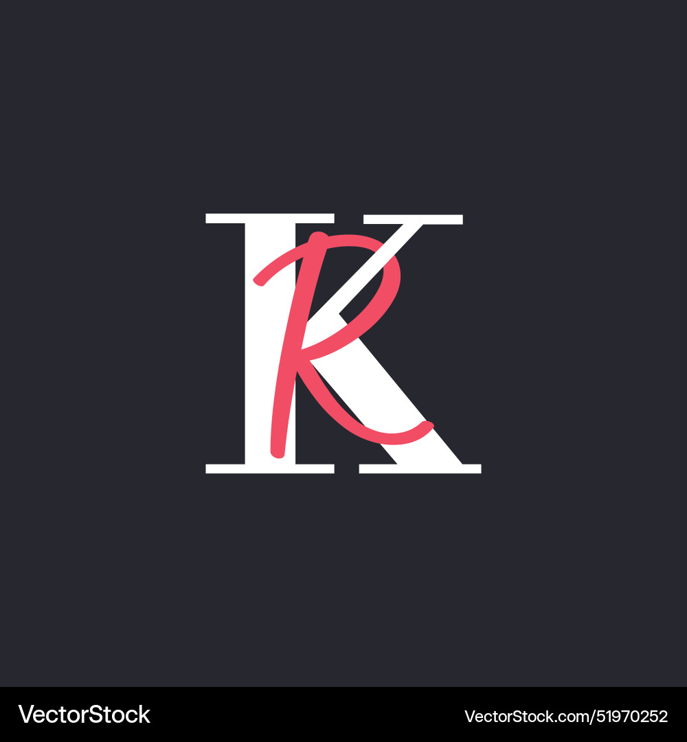 Letter kr logo perfectly blended initials Vector Image