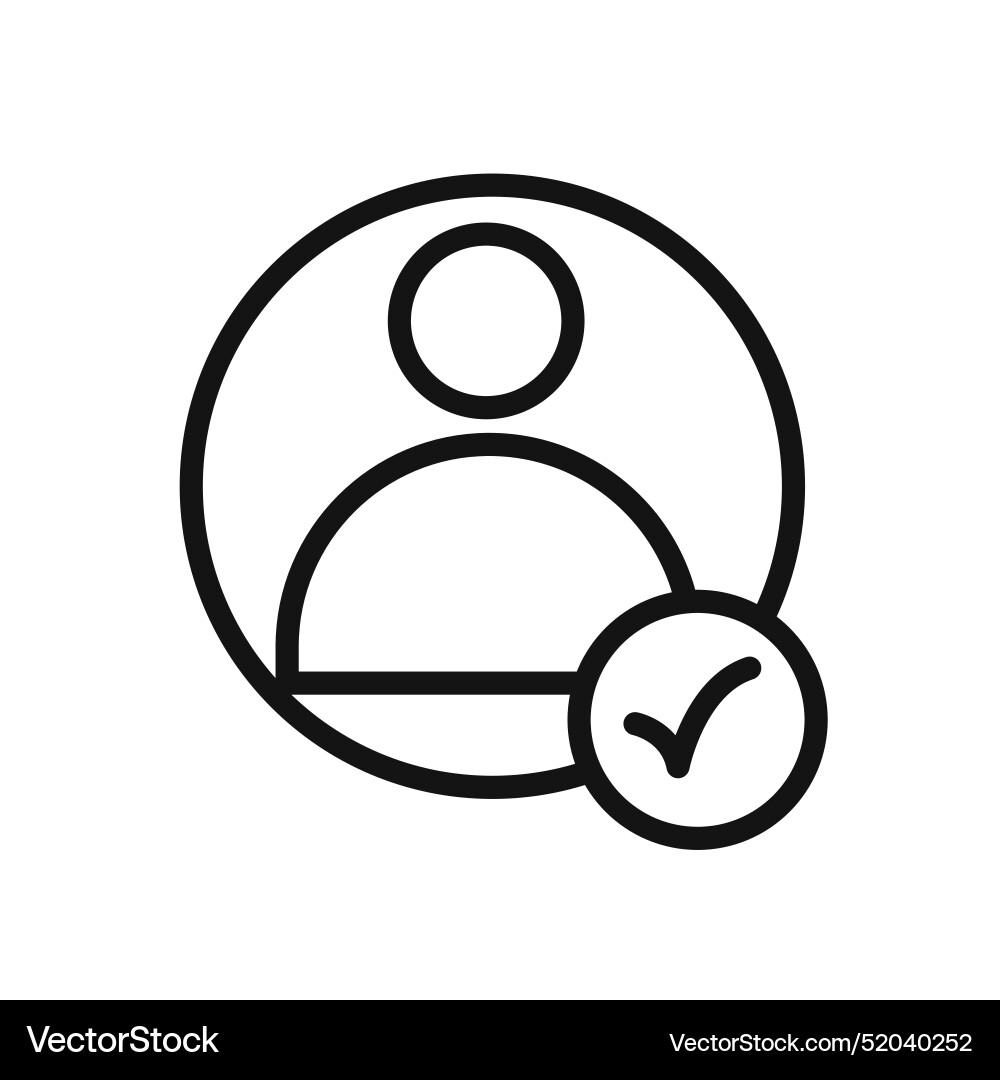 Profile check icon black and white sign Royalty Free Vector