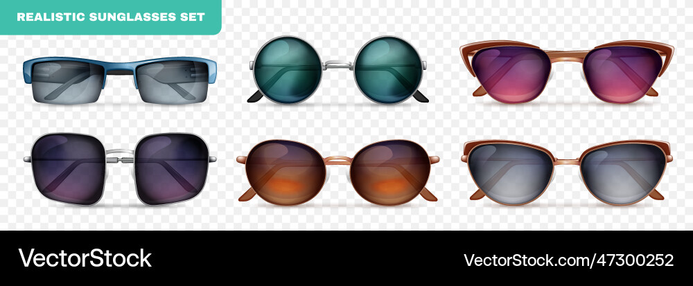 Realistic sunglasses set Royalty Free Vector Image
