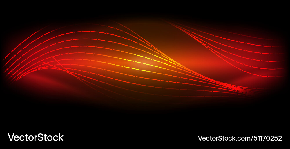 Red and yellow wave on black resembling sunset Vector Image